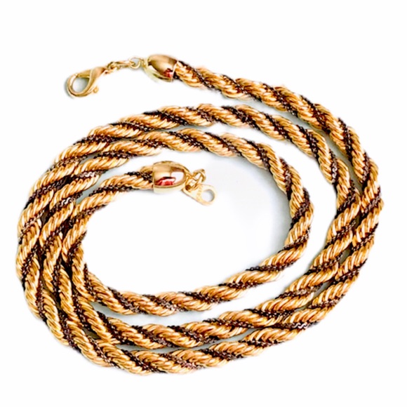 korea | Jewelry | Vintage Necklace Twisted Rope Chain Gold Black | Poshmark